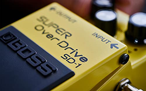 Boss SD-1 Super OverDrive Bundle with 10ft Instrument Cable, Patch Cable, and Picks