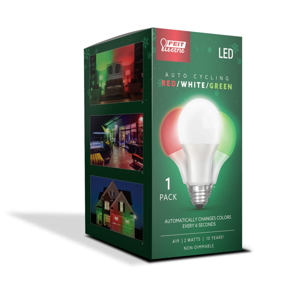 Feit Electric LED A19 E26 G/R/W 2W