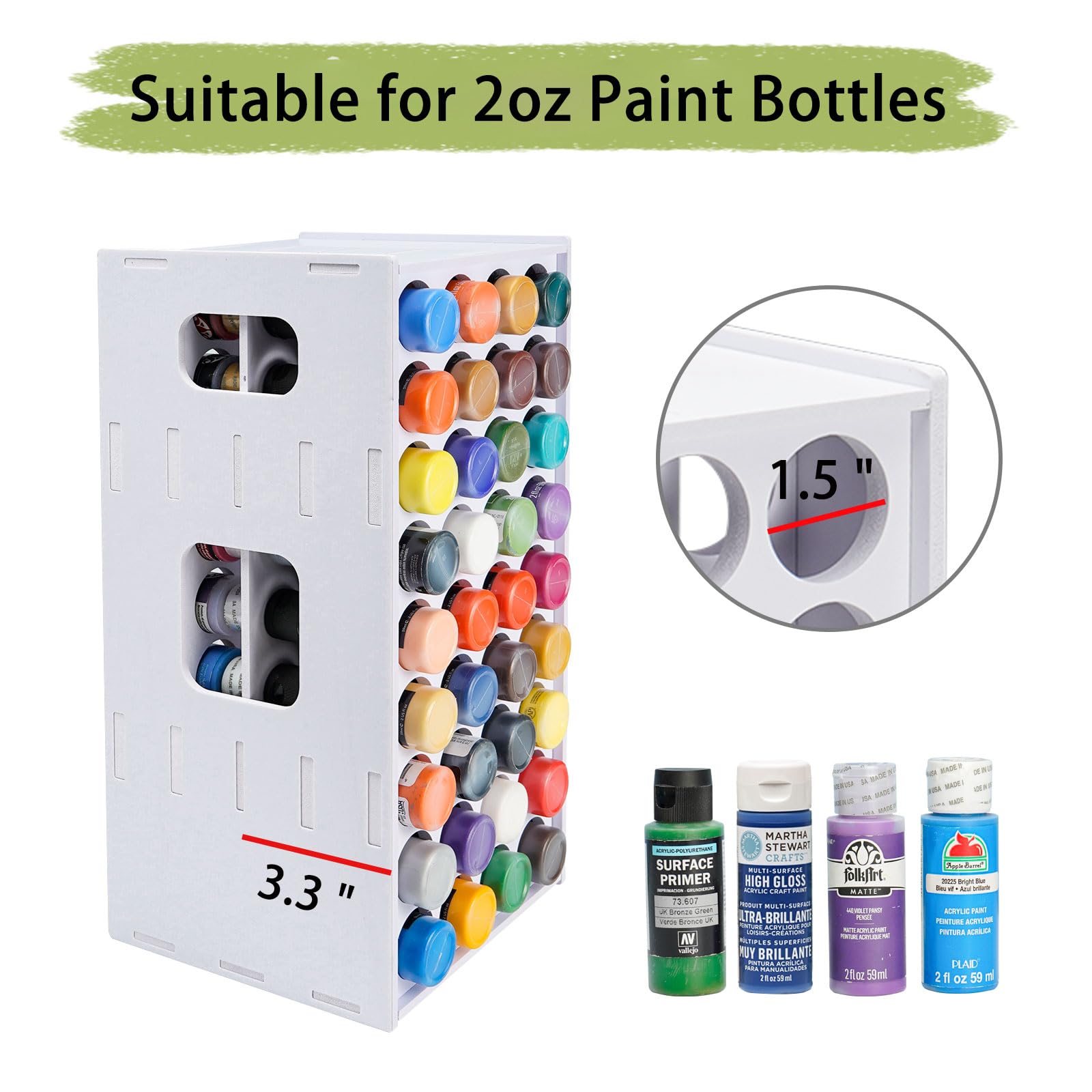 SANFURNEY Craft Paint Storage Rack, 72 Holes Spinning Paint Storage Tower, Vertical Paint Organizer Holder Stand for Apple Barrel, Folkart -2oz Craft Paints