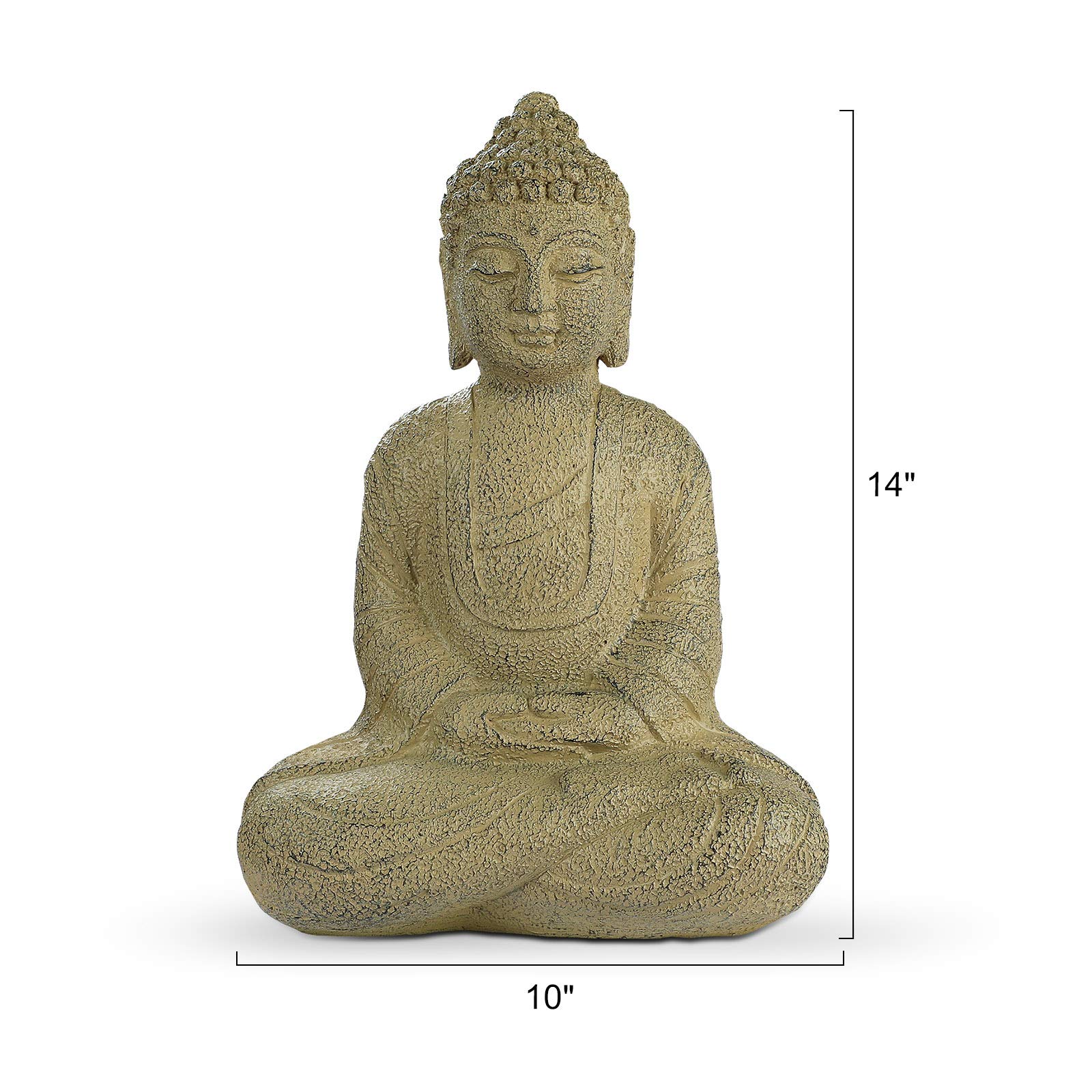 Giftchy Meditating Buddha Statue, Zen Buddha Figurine in Earth Yellow Finish, Buddha Sculpture for Home & Garden Decorations (14" H)
