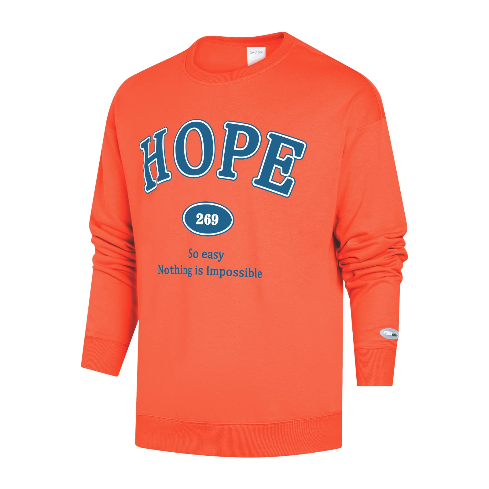 Anytree Men's Crewneck Sweatshirts Long Sleeve Letter Print Graphic Halloween Pullover Slim Fit Basic Trendy Sweatshirt Tops MSS Large