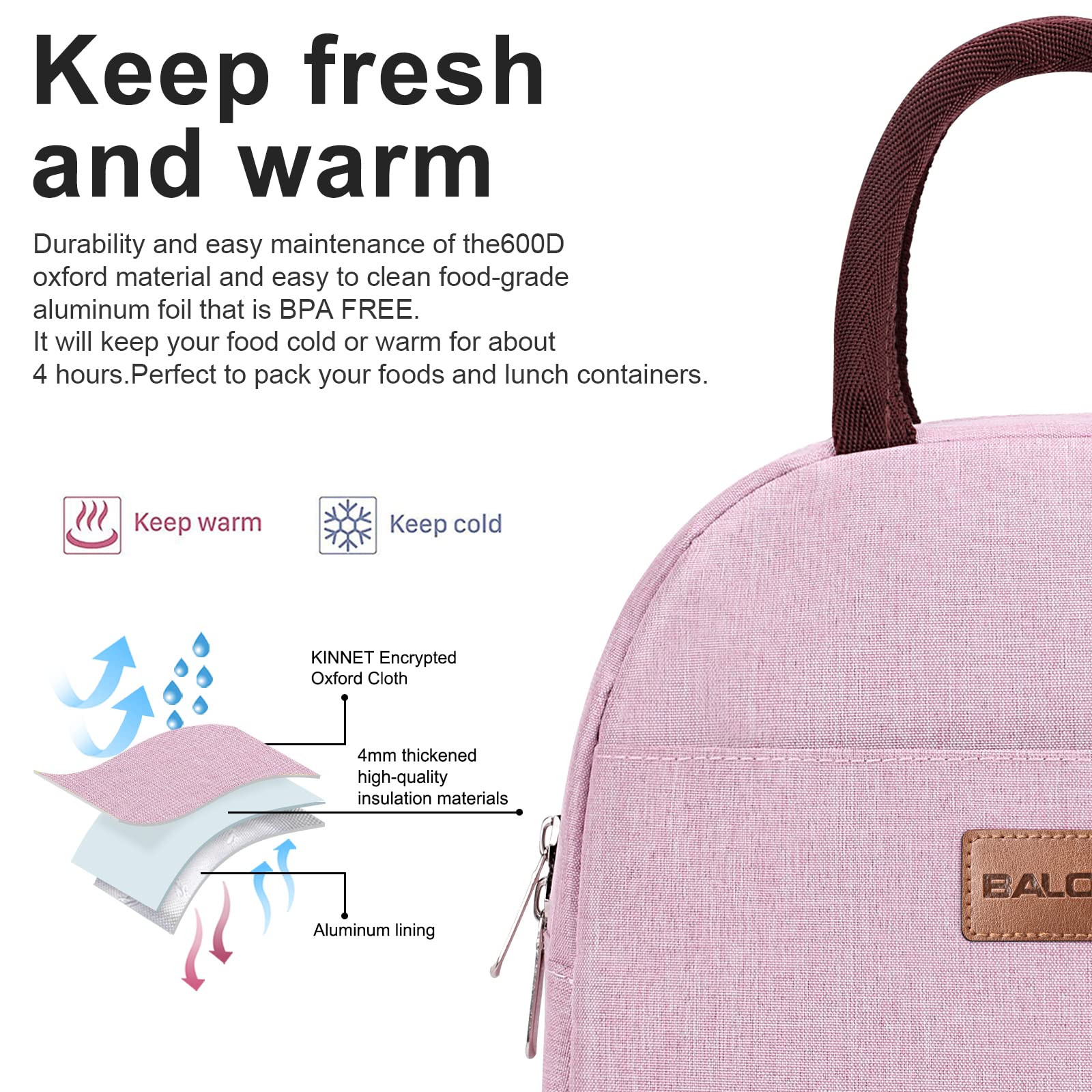 BALORAY Lunch Bag for Women Men Insulated Lunch Box, Large Insulated Leak-proof Water-Resistant Thermal Bento Bag
