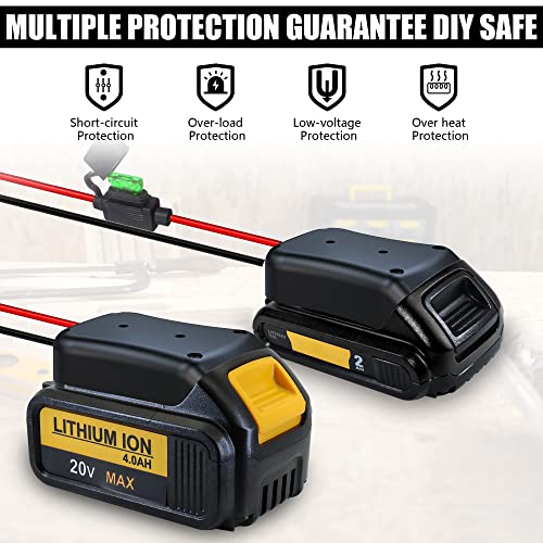 Battery Adapter for Dewalt Battery, Power Wheel Adapter for Dewalt 20v Battery,Power Wheels Battery Conversion Kit with Fuse and 14 Gauge Wire Connector for Ride On Truck, Robotics, Rc Toys