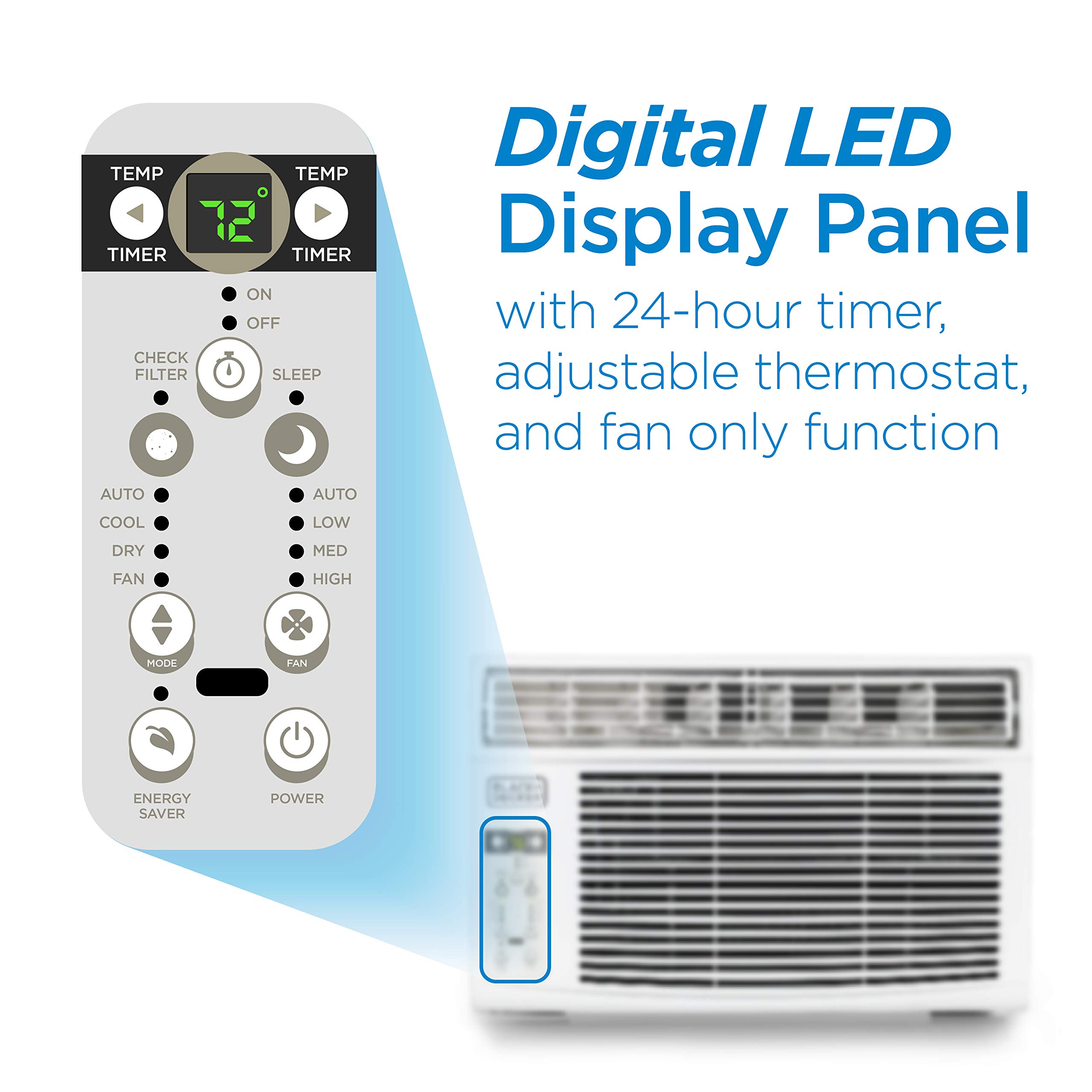 BLACK+DECKER BD12WT6 Window Air Conditioner with Remote Control,12000 BTU, Cools Up to 550 Square Feet, Energy Efficient, White