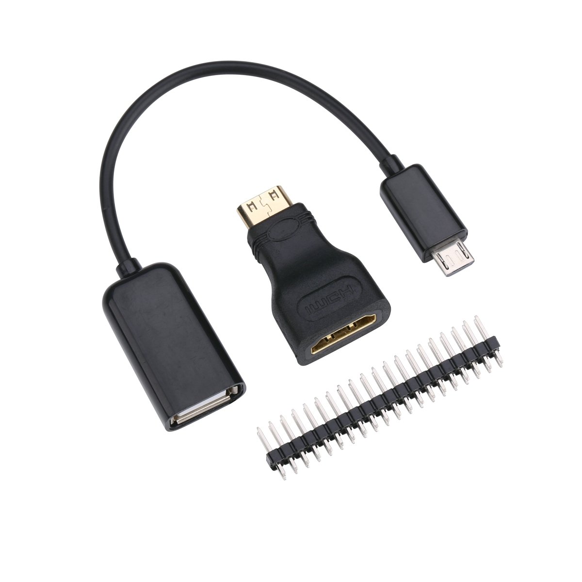 Raspberry Pi Zero Case with Heat Sink and 3 in 1 Adapter Kit Compatible with Raspberry Pi Zero W (Black)