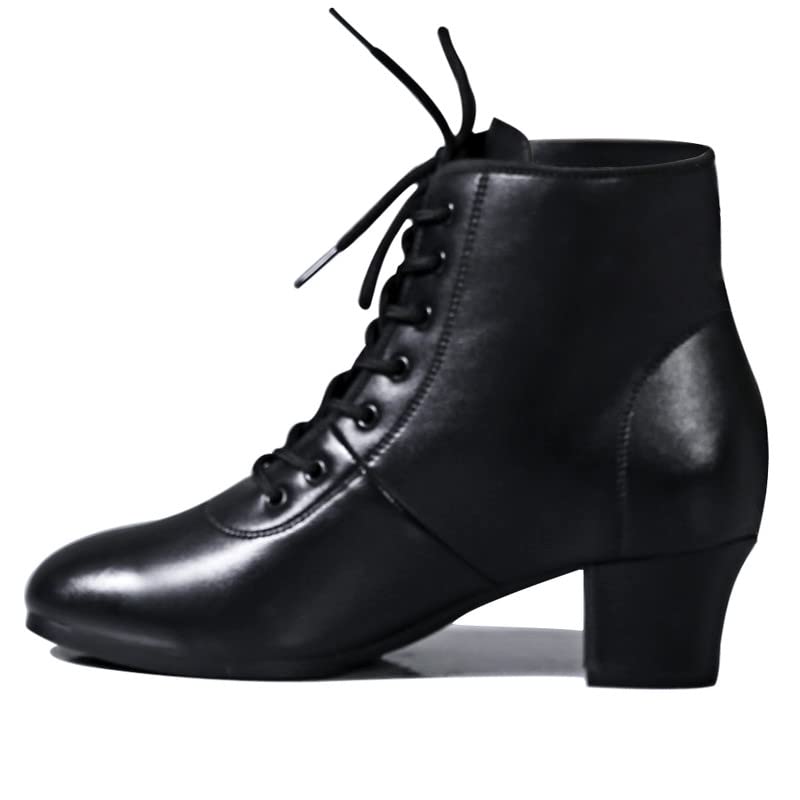AOQUNFS Women Latin Ballroom Dance Shoes Lace-up Modern Salsa Practice Short Dance Boots,Black-CS-ZBJD-5, US 5