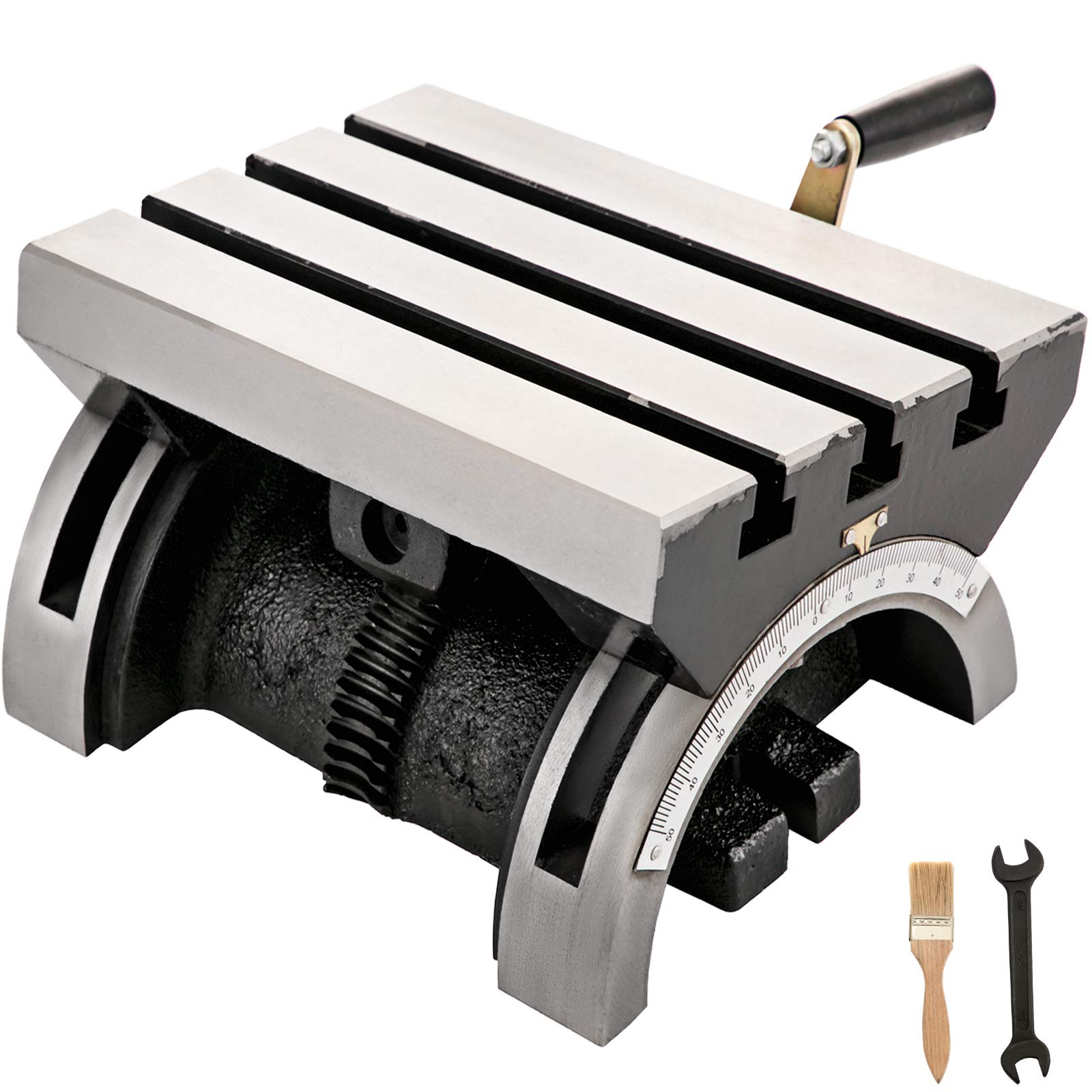 BestEquip Tilting Milling Table 7x5inch Tilting Angle Milling Machine 0-90°Adjustable Swivel Angle Plate with 3 T-slots and an Adjustable Crank Handle Heavy Duty Tilting Milling Machine for Grinding