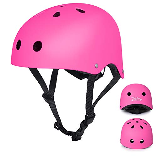 Beleev Kids Bike Helmets Ages 8-14, Adjustable Multi-Sport Child Bicycle Helmet, Lightweight & Comfortable Skateboard Helmet for Boys and Girls(Pink, Medium)