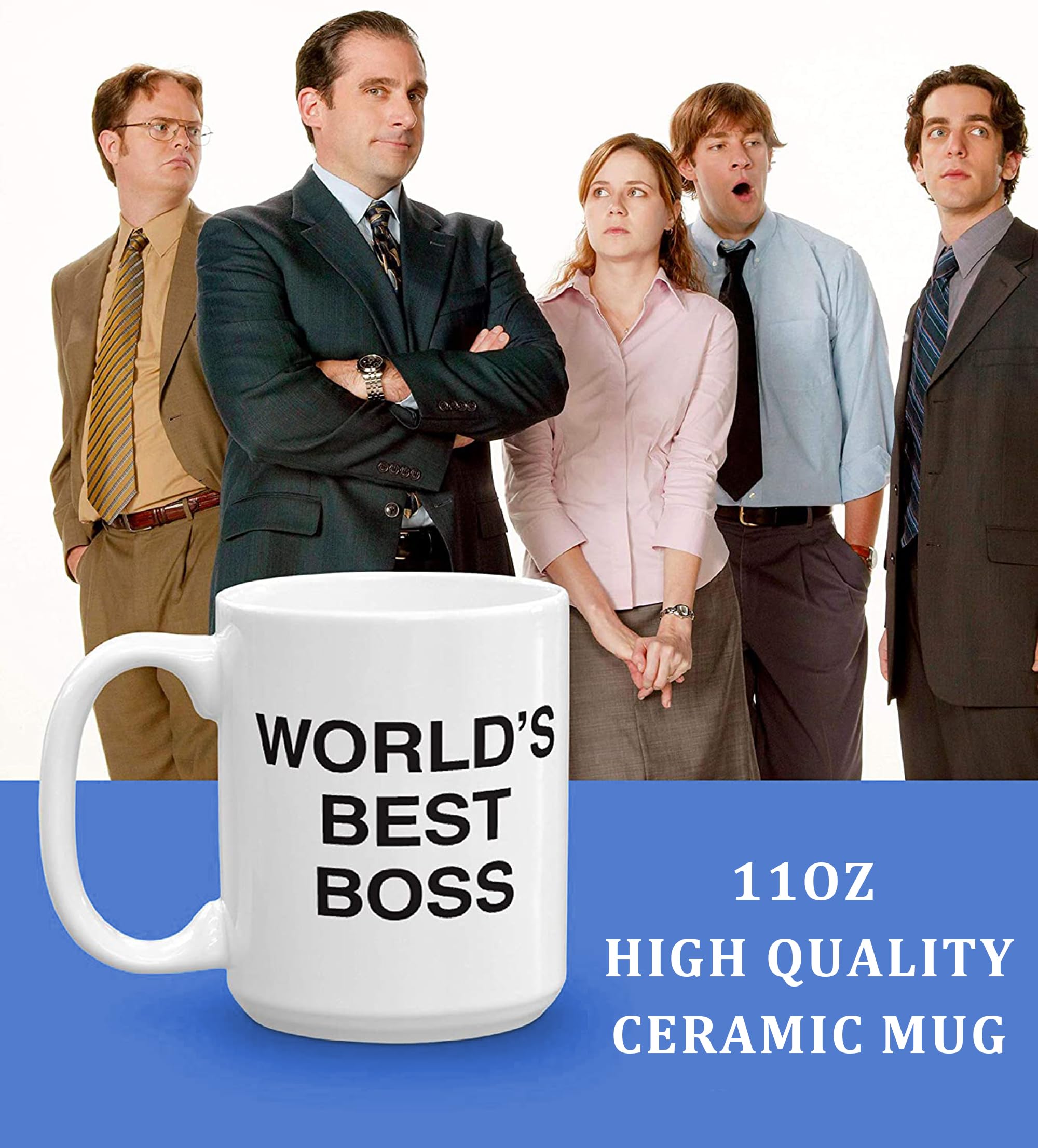 Worlds Best Boss Mug, The Office Coffee Mug, Office Decor, Gift for Office Fans Boss Coworkers or Friends 11oz