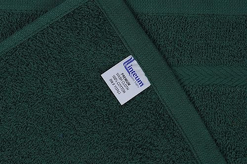 Linteum Textile Face Towel Set, 12x12 Inch, 100% Soft Cotton, 16 Single Ring Spun Washcloths, Absorbent & Durable Face Towel for Household, Spa, Gym and Hotels - 12 Pack (Hunter Green)