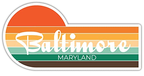 Baltimore Maryland 4 x 2.25 Inch Fridge Magnet Retro Vintage Sunset City 70s Aesthetic Design