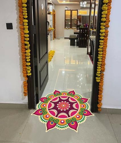 BAYLAY Diwali Decorations for Home - Rangoli Floor with Patterns Stickers Traditional Indian Diwali Decorations for Entrance Décor and Gift