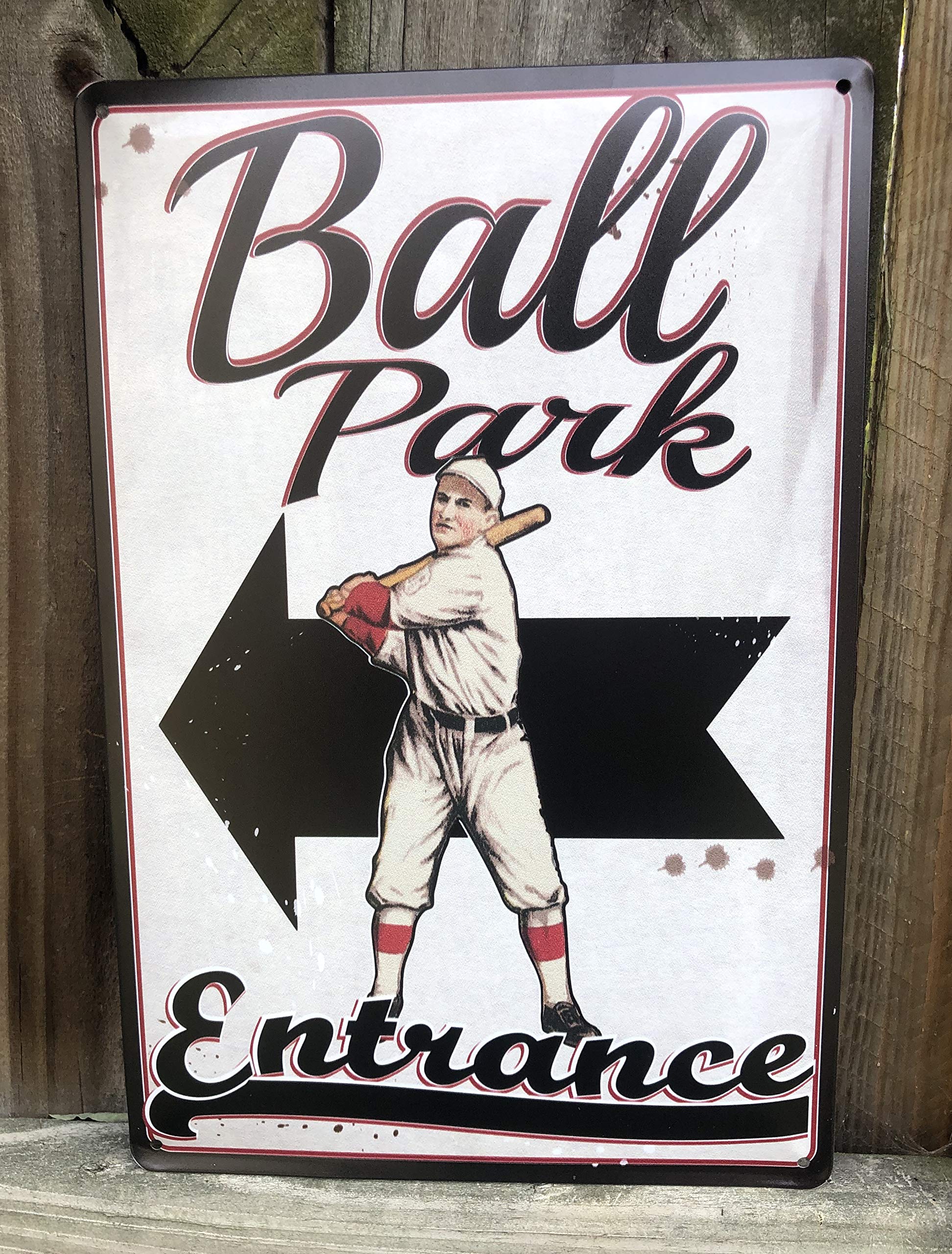 Ballpark Entrance 12" x 8" Tin Sign Baseball Theme Home Bar Decor