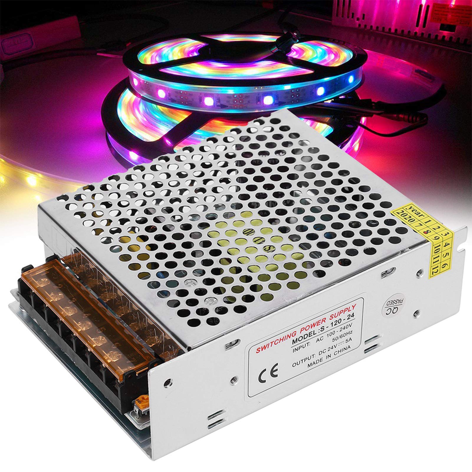 DC24V Output Switch Power Supply Driver Aluminum Alloy Voltage Converter LED Screen Strip Light 3 Dimensional Printer Power Supply Transformer(S‑120‑24(24V/5A/120W) AC100‑240V)