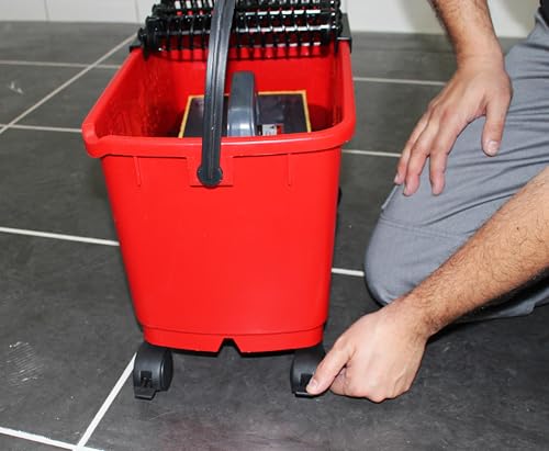 RUBICLEAN Triple SuperPro Grout Bucket System – Lightweight, Durable Washboy with 3 Spiral Rollers, 5.3 gal Capacity, Wheels, and Carry Handle – Ideal for Tile Installation and Cleaning