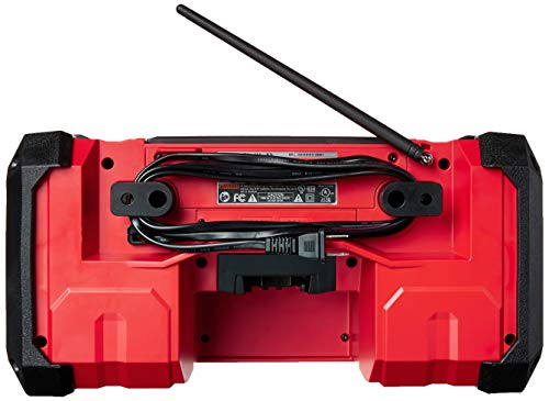 Milwaukee 2890-20 18V Dual Chemistry M18 Jobsite Radio with Shock Absorbing End Caps, USB 2.1A Smartphone Charging, and 3.5mm Aux Jack
