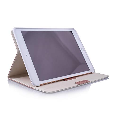 Thankscase Case for iPad 10.2 2021/2020 / 2019, Rotating Cover for iPad 9th Gen / 8th Gen/iPad 7th Gen with Pencil Holder, Wallet Pocket, Hand Strap, Swivel Cover for iPad 10.2 (Rose Gold)