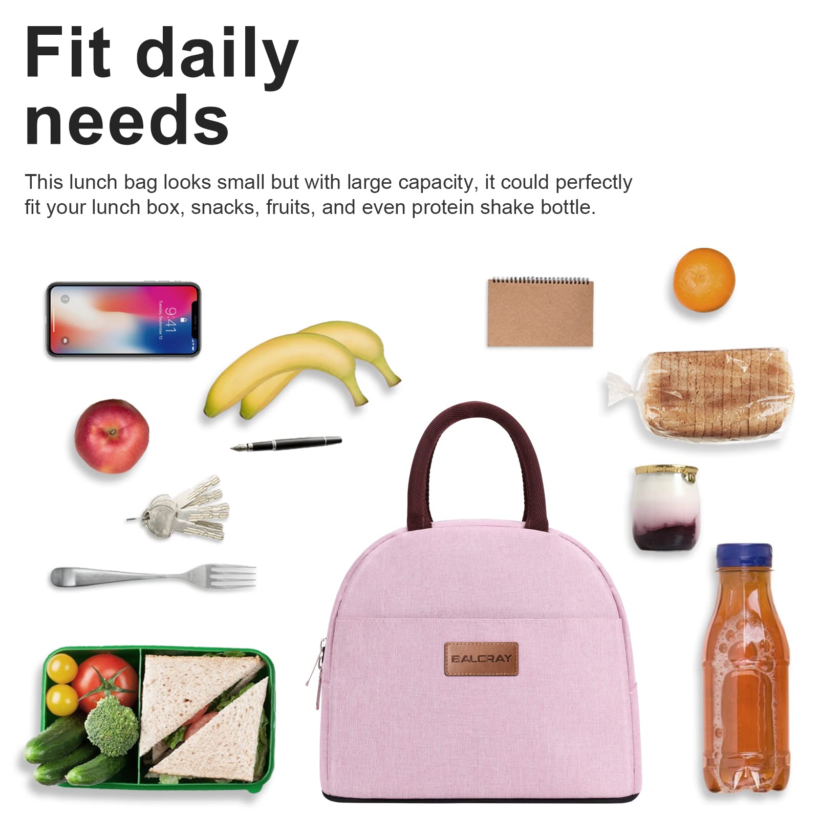 BALORAY Lunch Bag for Women Men Insulated Lunch Box, Large Insulated Leak-proof Water-Resistant Thermal Bento Bag