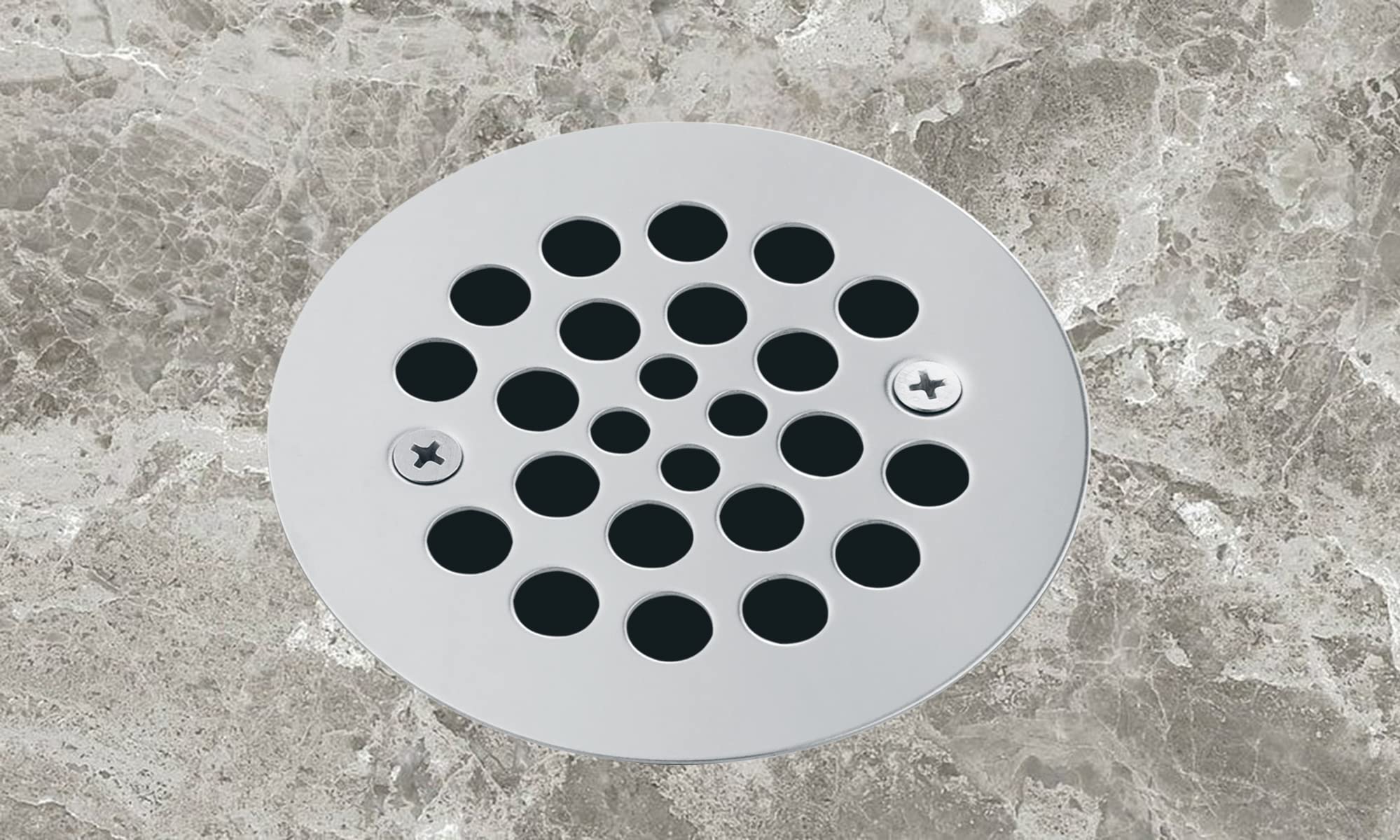 Artiwell 4-1/4β Shower Strainer Drain Trim Set, Screw-in Shower Strainer Drain Cover, Plastic-Oddities Style Replacement Strainer Grid,Machine & Self-Tapping Screws Included (Chrome Plated)