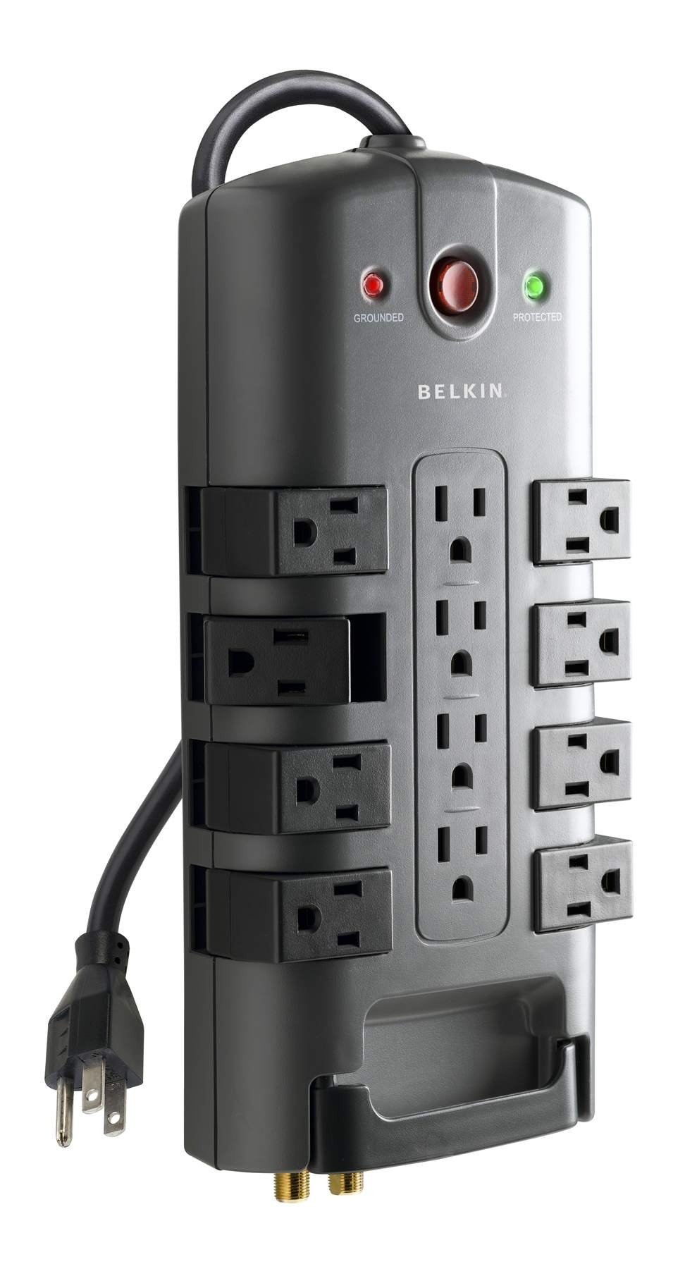 Belkin Surge Power Strip Protector - 8 Rotating & 4 Stationary AC Multiple Outlets - 8 ft Long & Power Strip Surge Protector with 8 Rotating AC Outlets - 6 ft Long Flat Pivot Plug - (2,160 Joules)