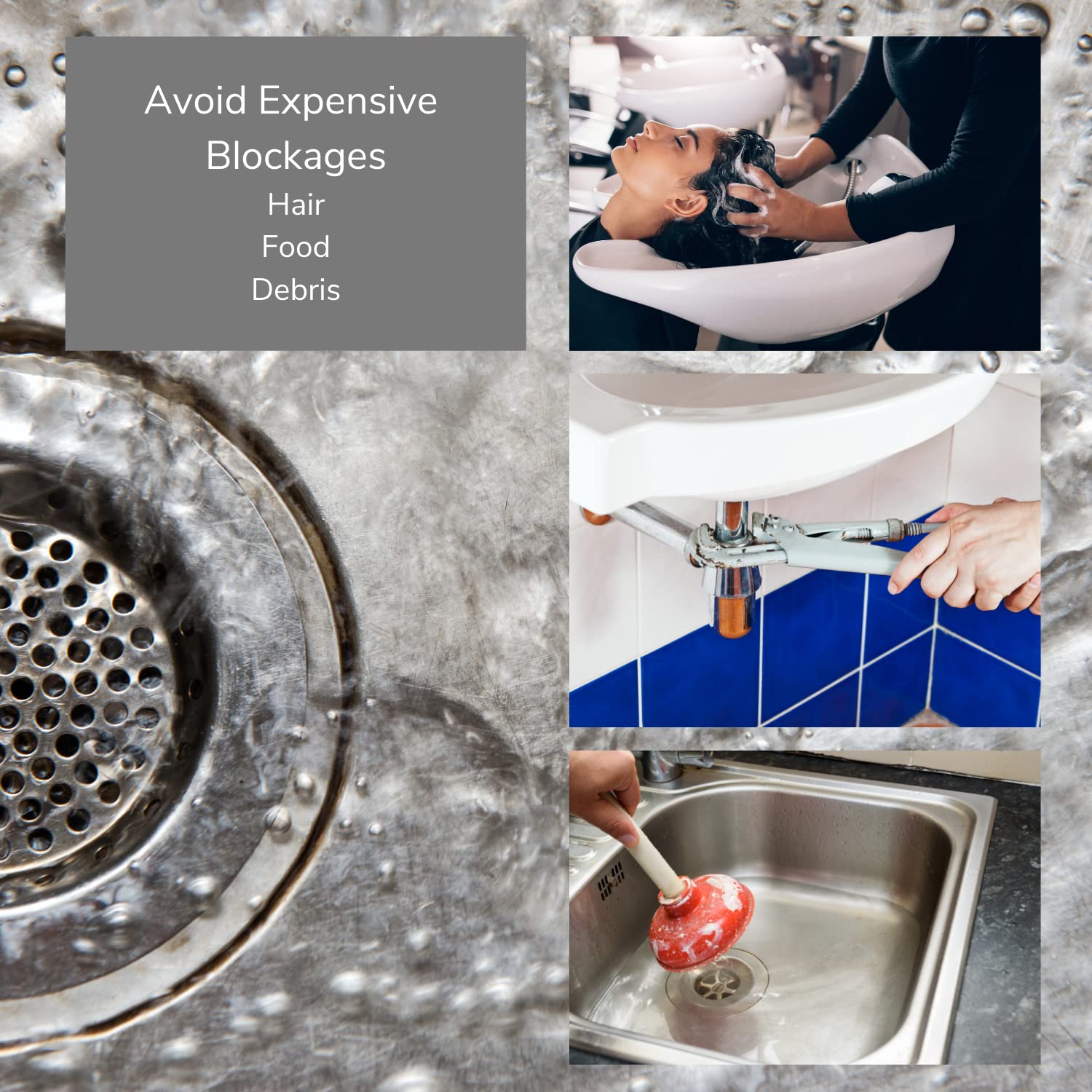 BaraBara Kitchen Sink Strainer, Stainless Steel Sink Drain Strainer, Kitchen Sink Strainer Basket, 6 Pieces Ideal for Kitchen, Bathroom, Shower Room.