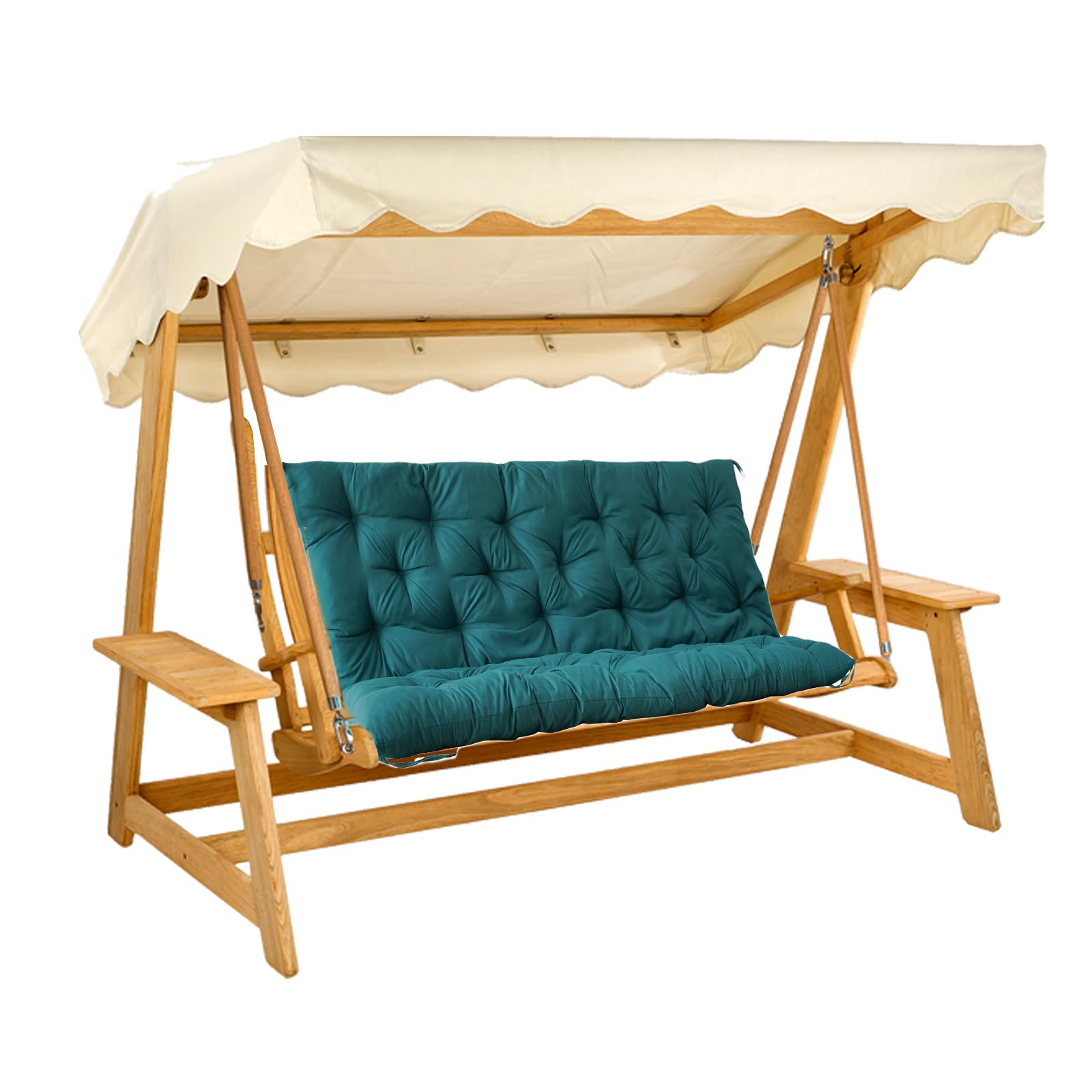 knaricas Porch Swing Cushions, Thicken 4" Patio Bench Cushion, 2-3 Seater Swing Replacement Cushions with Backrest, for Outdoor Furniture Patio Porch Lawn Garden (Dark Green, 40x40in)