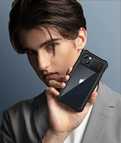 Caka for iPhone 14 Case, iPhone 13 Case with Screen Protector & Slide Camera Cover Heavy Duty Shockproof Phone Case for iPhone 13 iPhone 14 6.1 inches, Black