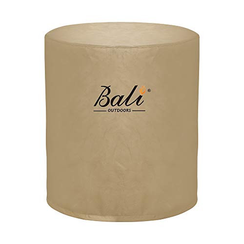 BALI OUTDOORS 23 Inch Round Fire Pit Cover, Column Cover Waterproof Heavy Duty Weather Resistant PVC Oxford Fabric Cover, Brown