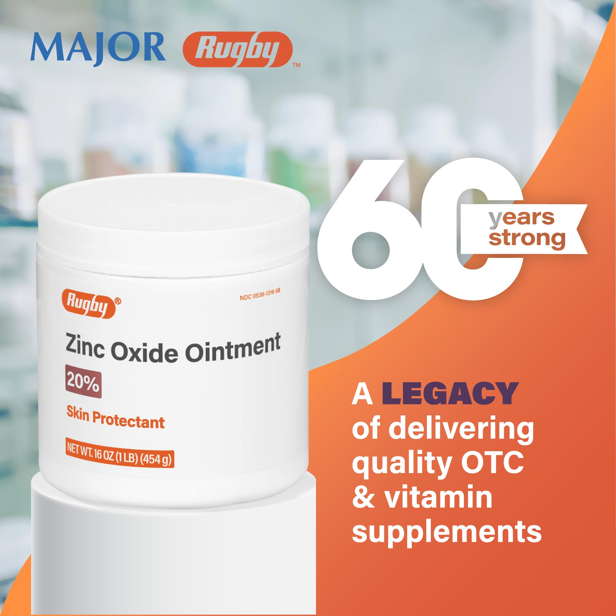 Rugby Zinc Oxide Ointment Skin Protectant - 20% - 16 Oz (1lb) (454 g) (4 Pack)