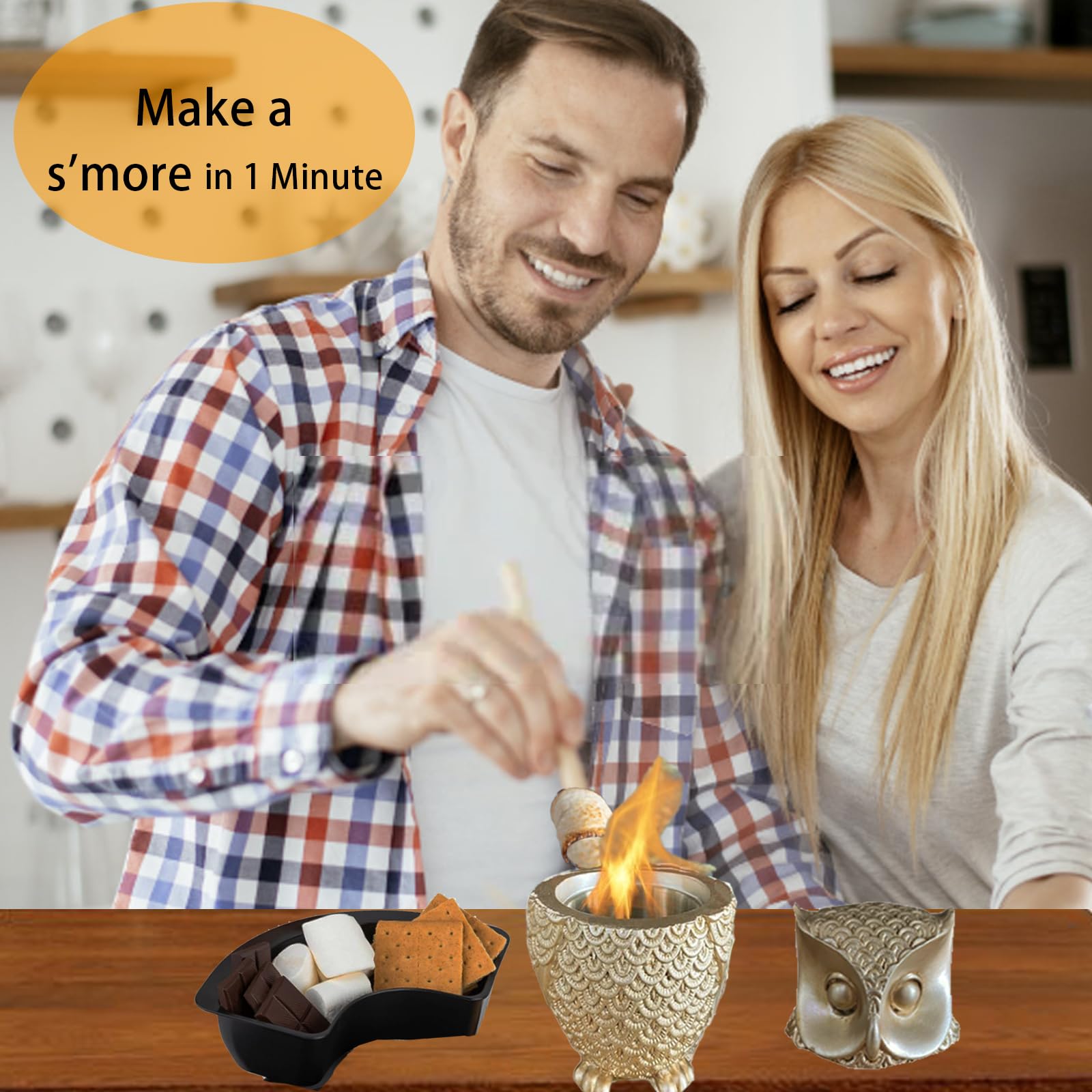 Aobaks Tabletop Fire Pit, Tabletop Fireplace, Gold Owl Shape Table Top Fire Pit Bowl, Personal Fire Pit Indoor Fire Pit for Indoor and Outdoor Use.