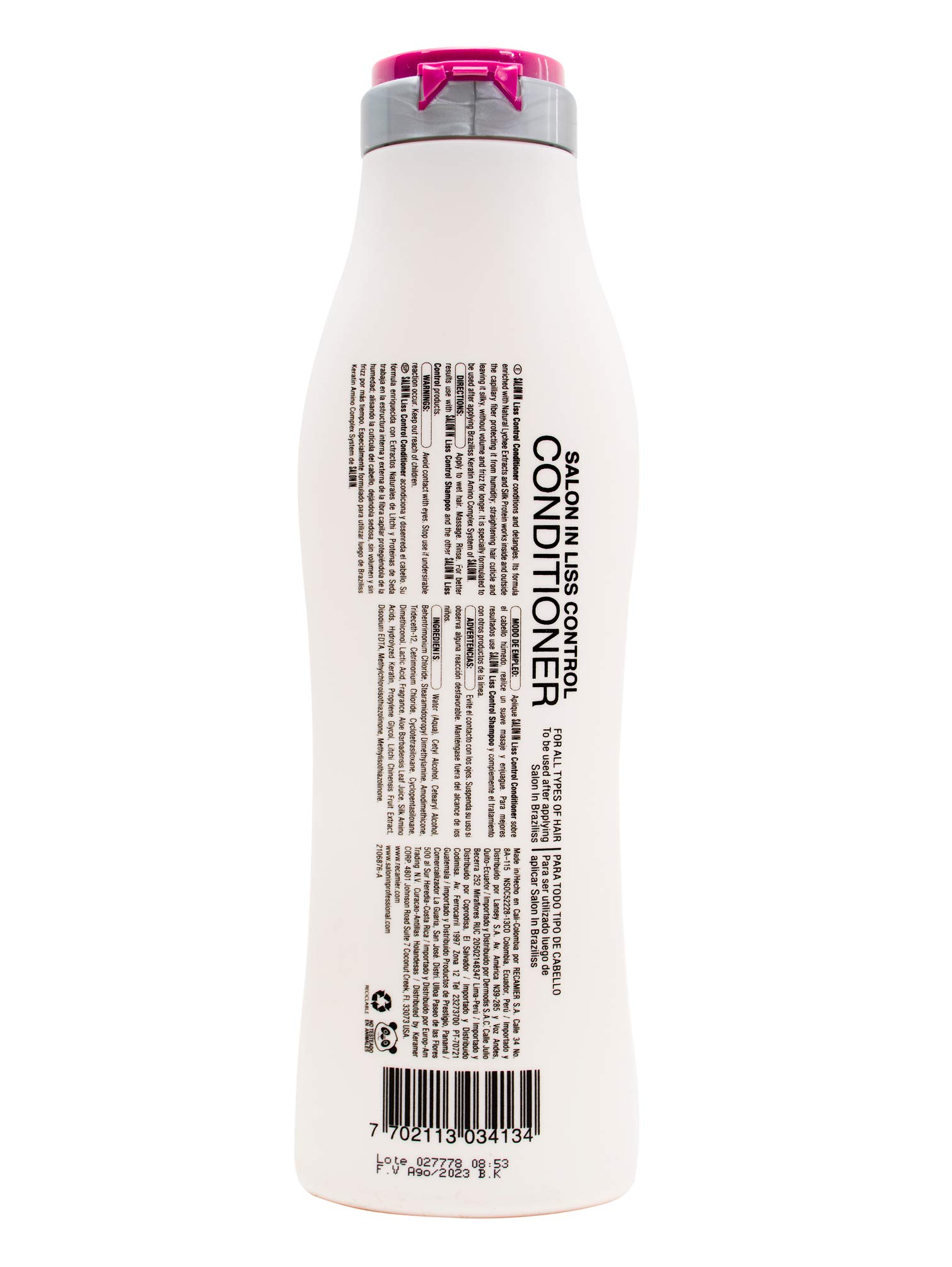 Recamier Professional Salon In +Pro Liss Control Hair Conditioner 10.1oz - Acondicionador para el cabello seco y maltratado