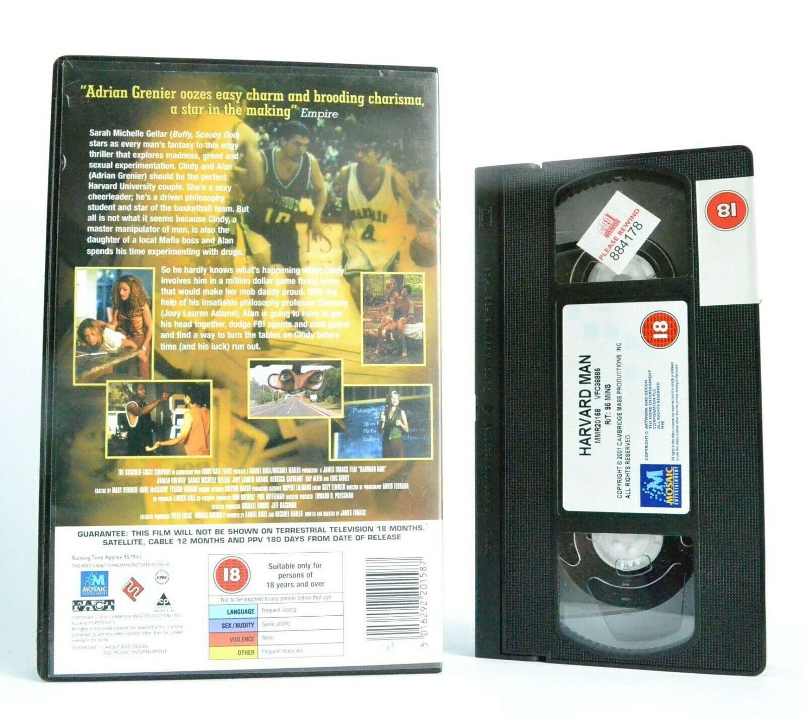 Harvard Man: Crime Comedy - Large Box - Ex-Rental - S.Michelle Gellar - Pal VHS