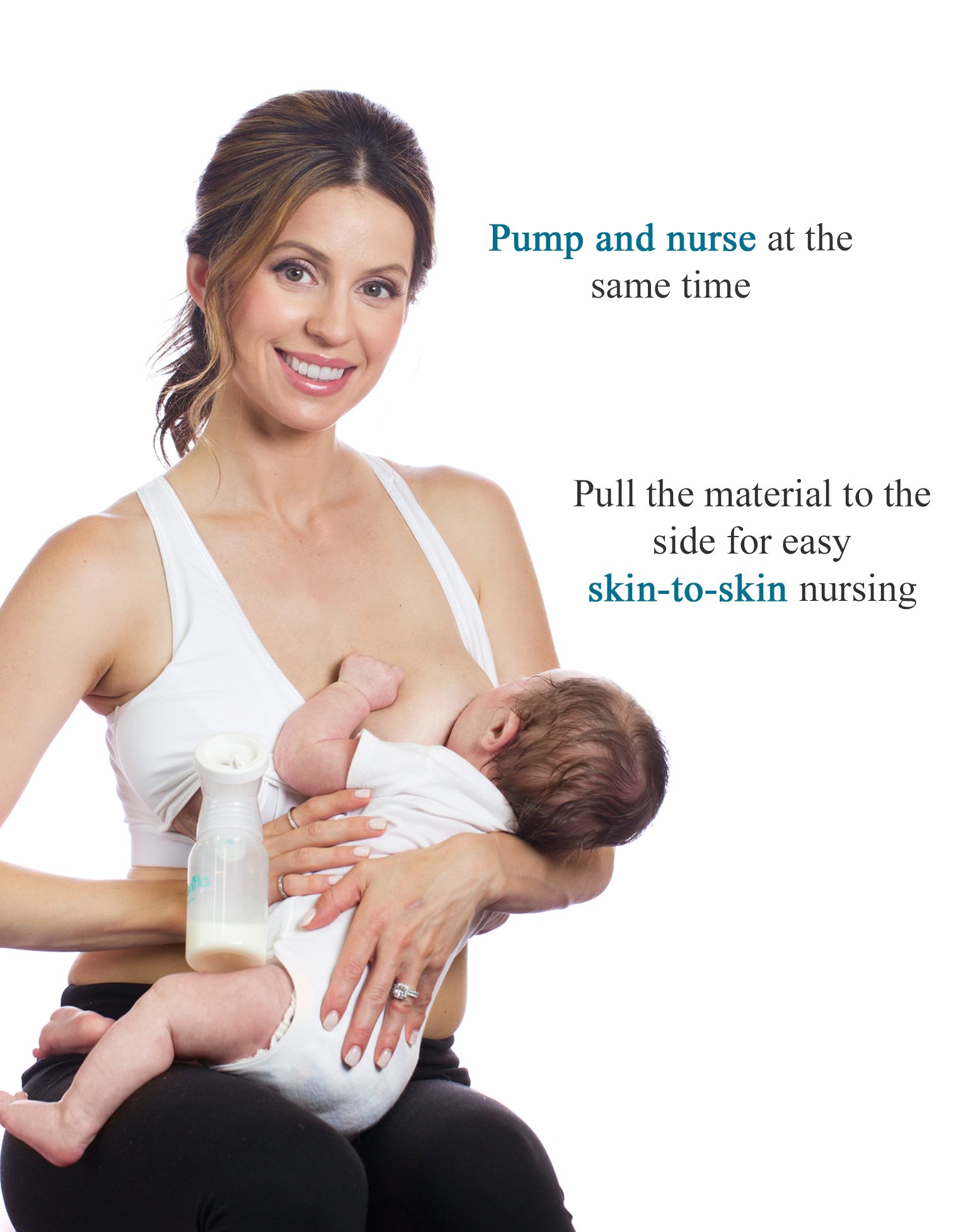 Rumina Racerback Hands Free Pump&Nurse Nursing Bra for Pumping. Perfect for Breastfeeding Pumps by Spectra, Medela, Lansinoh, etc., Black XL
