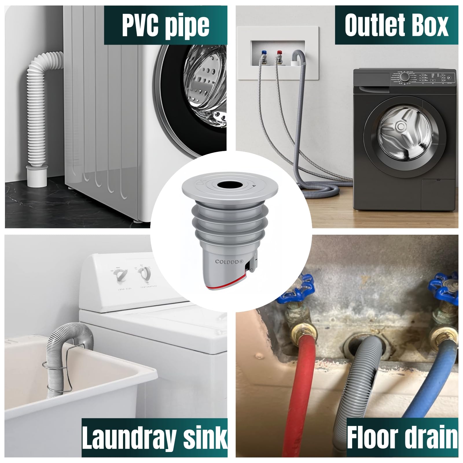 COLDDD Washing Machine Drain Hose Seal, Anti-Odor Floor Drain Plug Sewer Pipe Seal Ring Sealing Cover, Washing Machine Sealing Plug (1, M(40-45))