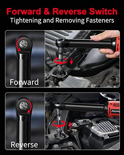 AVID POWER 3/8" Extended Cordless Electric Ratchet Wrench, 60N.m(44.2 Ft-lbs) 12V Power Ratchet Wrench Kit, Variable Speed Trigger, 10 Sockets & 2.0Ah Li-Ion Battery