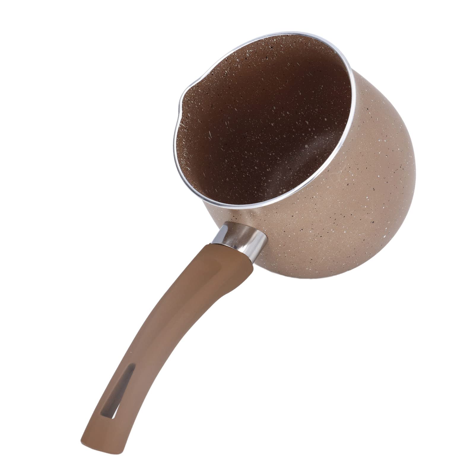 Single Handle Coffee, Pot Mini Milk Pan Aluminum turkish coffee pot Warmer Boiling Alloy Non Stick Anti Scalding for CookingBrown (Brown)