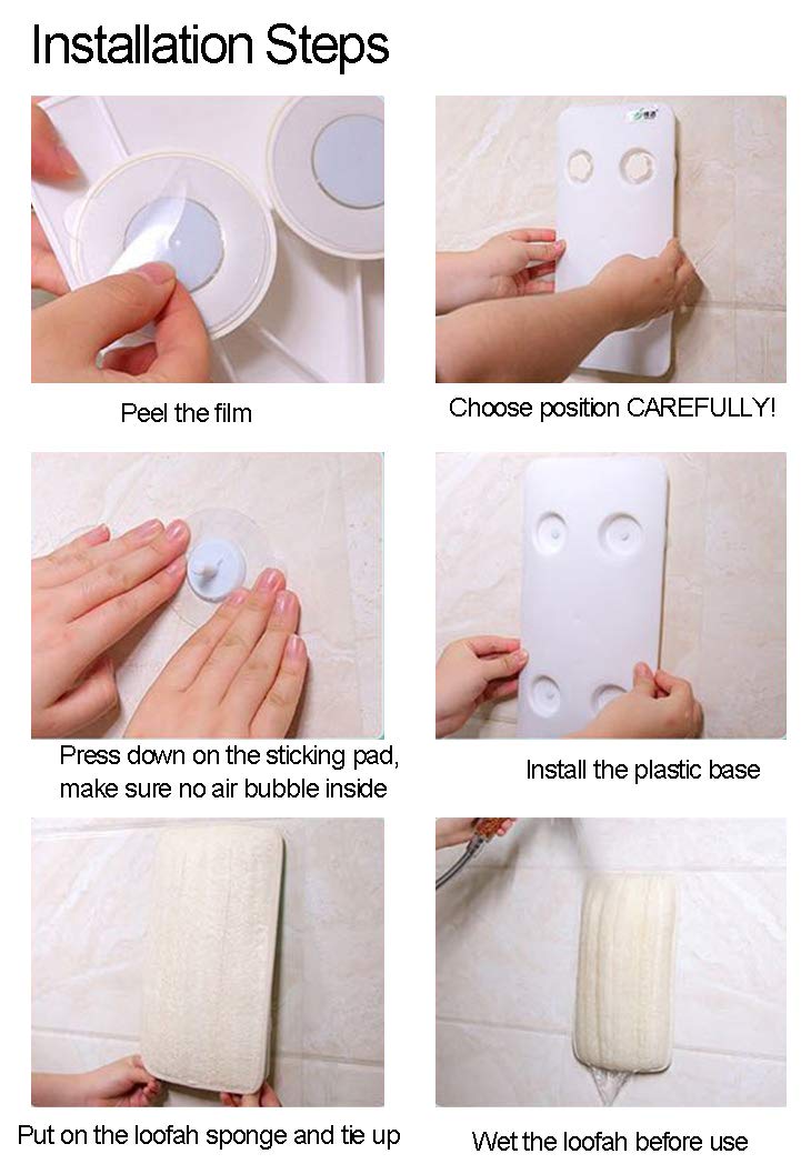 Back Scrubber for Shower, Hands-Free Natural Back Loofah for Shower