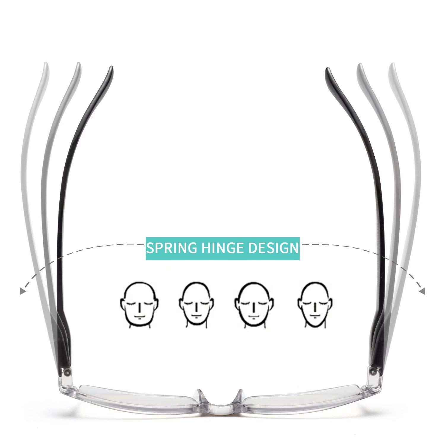 Amorays Reading Glasses with Spring Hinge Uni-lens Readers for Men and Women 3221 Black 2.50