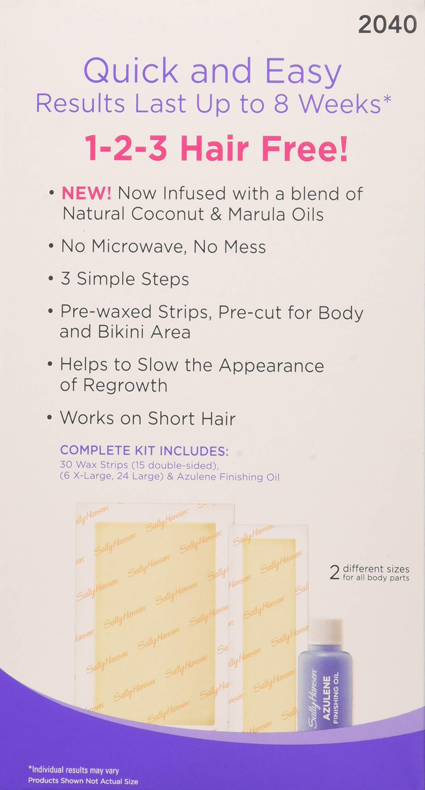 Sally Hansen Hair Remover Wax Strip Kit Body/Leg/Arm/Bikini, (Pack of 2)