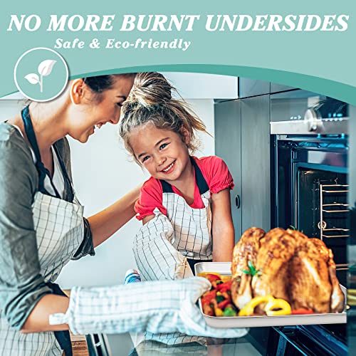 Baking Sheet Cookie Sheet Set of 2, Deedro Stainless Steel Baking Pan Professional Oven Tray Half Sheet Rectangle Size 17.3 x 12.3 x 1 Inch, Nontoxic & Rust Free & Dishwasher Safe