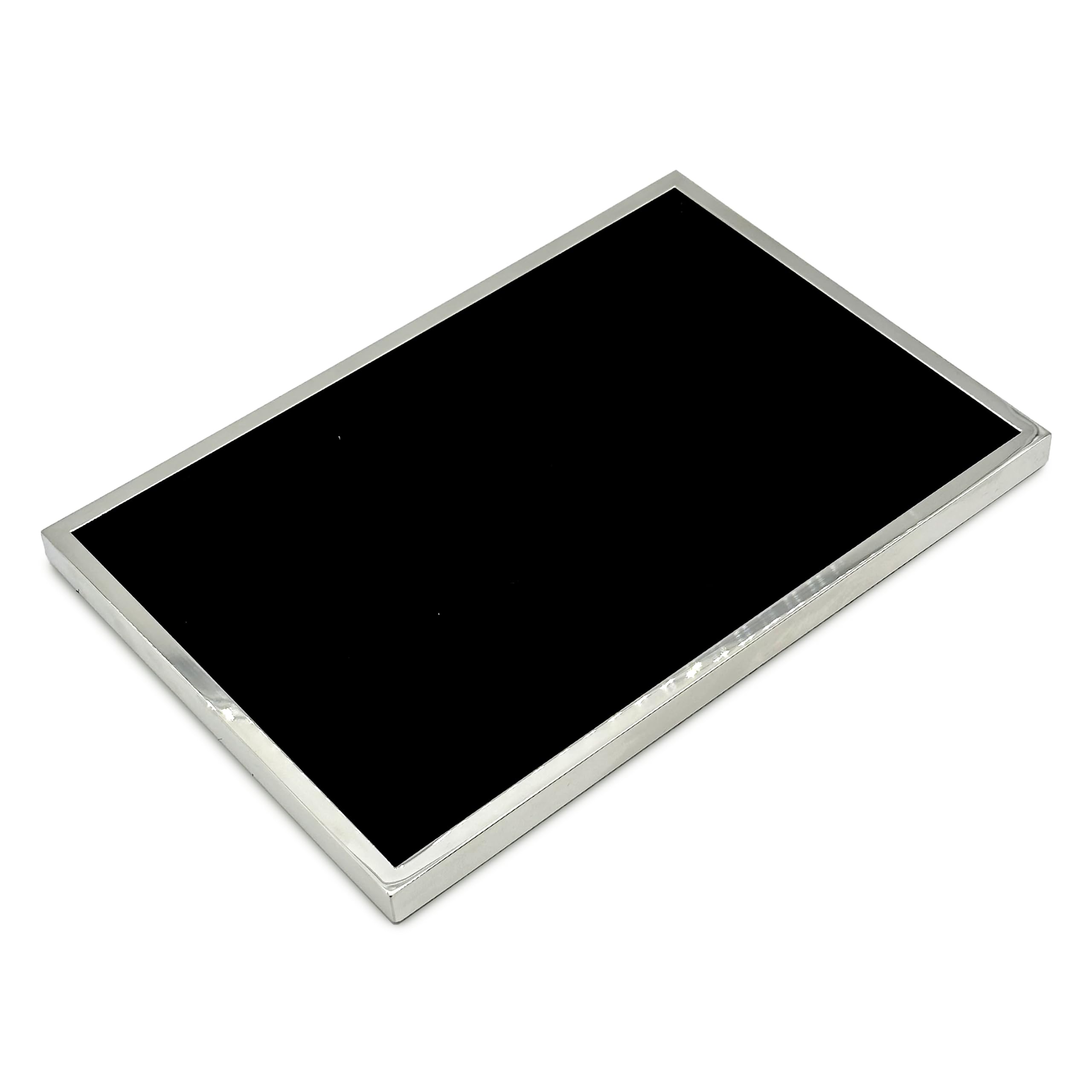 Bam & Boo - Black Velvet Jewelry Tray and Pad with Polished Metal Trim(11.75" x 8" x 0.6")