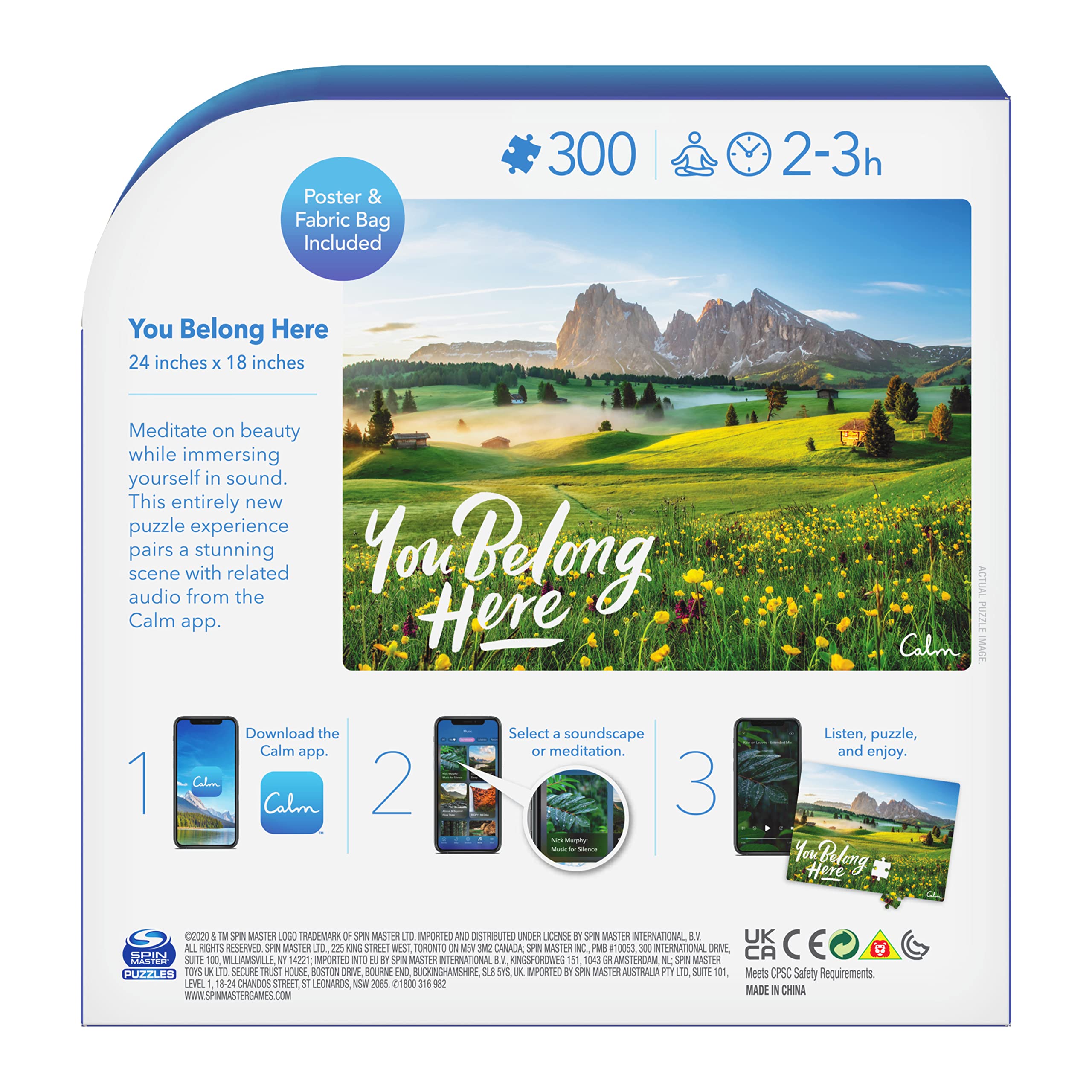 Spin Master 300-Piece Calm Jigsaw Puzzle for Relaxation, Stress Relief, and Mood Elevation, for Adults and Kids Ages 8 and up, You Belong Here
