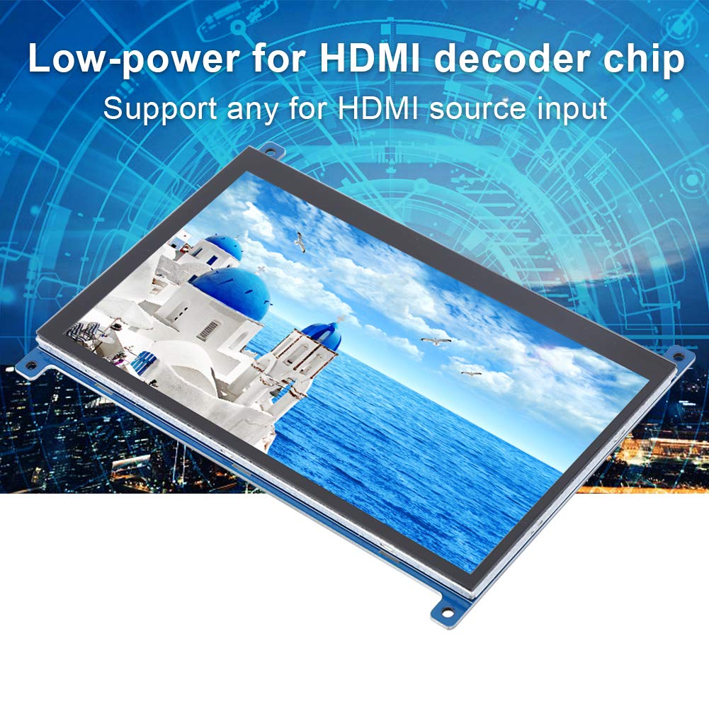 ASHATA 7-Inch 1024 x 600 HD for HDMI TFT Touch Screen HDMI Capacitive Display for Raspberry Pi 4B/3B,Windows 10 8 7 Monitor