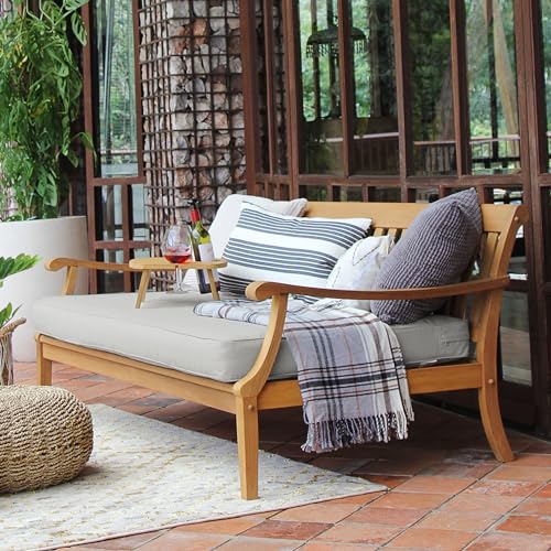 Cambridge Casual Robin Teak Wood Outdoor Sofa Daybed with Oyster Cushion