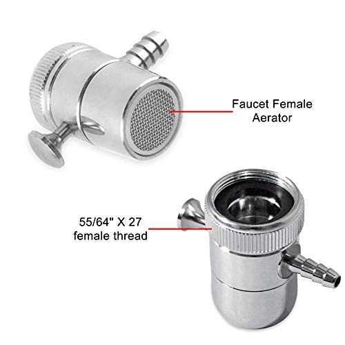 Avalon 2052-1 Faucet Aerator Water Filter Adapter with Diverter 1/8 Inch to 1/4 Inch Barb, Polished Chrome Finish, 1-Pack