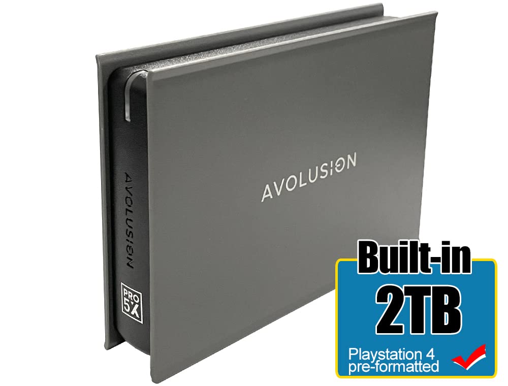 Avolusion Mini Pro-5X 2TB USB 3.0 Portable External Gaming Hard Drive - Grey (for PS4, Pre-Formatted) - 2 Year Warranty