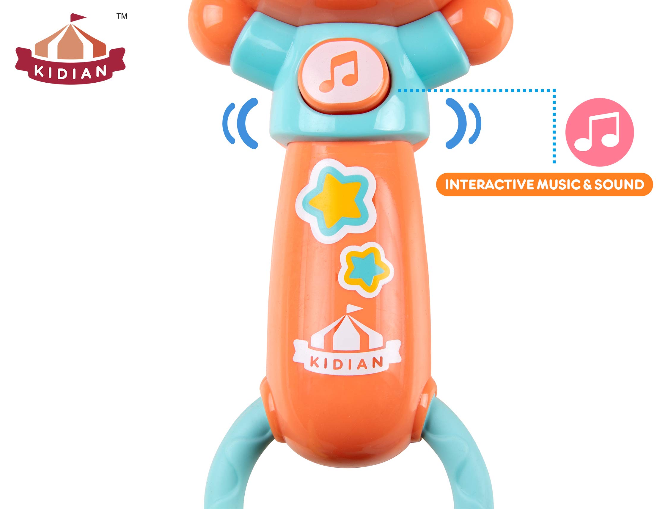 Kidian Baby Rattle - Shake and Jam Rattle - Baby Rattle and Teether Toy, Infant Rattle for 6 Months and Up by Flybar (Monkey)