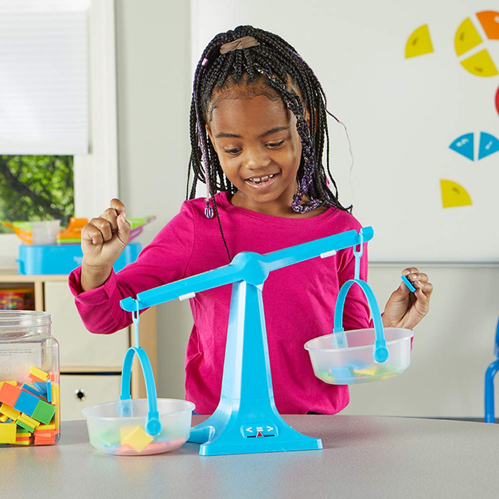 hand2mind Nestable Pan Balance, Pan Balance Scale for Classroom, Math Balance Scale for Kids, School Weight Scale, Balancing Scale Toy, Preschool Science Center Materials (Set of 4)
