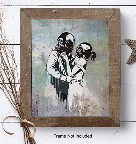 Banksy Diver Lovers Graffiti Picture - 8x10 Photo - Chic Decor for Beach House, Lake Home, Dorm - Cool Street Art Gift - Unframed Poster Print