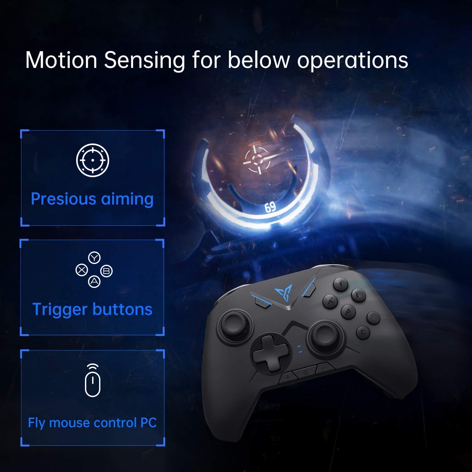 FLYDIGI Vader 2 Wireless Game Controller, Configurable Multi-Platform Gamepad, Dual Vibration, 6-axis Motion Sensing, DOES NOT SUPPORT IOS 13.4 AND ABOVE (Grey)